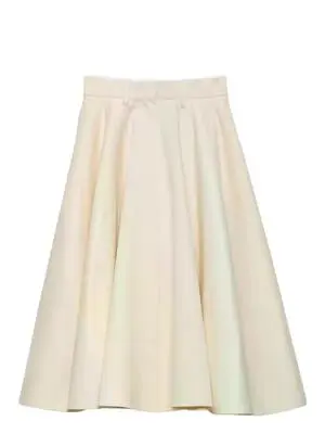 Prada Triangle-logo Flared Midi Skirt - Neutrals