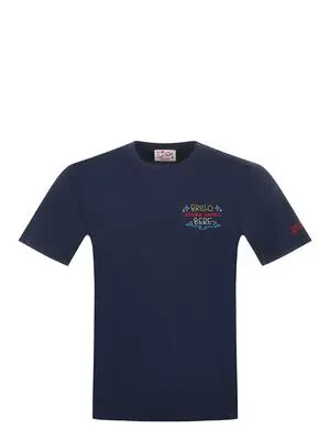 MC2 SAINT BARTH Cotton T-shirt With Embroidery - Blue