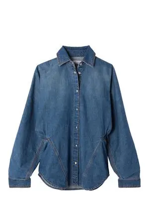 Alaïa Gathered Denim Shirt - Blue