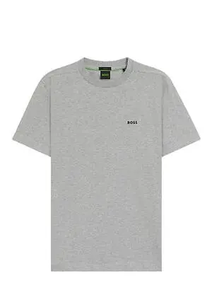 BOSS Logo-embroidered Regular-fit Stretch-cotton T-shirt Xxxl - Silver