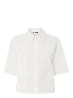 Whistles Broderie Cotton Button-down Shirt - White