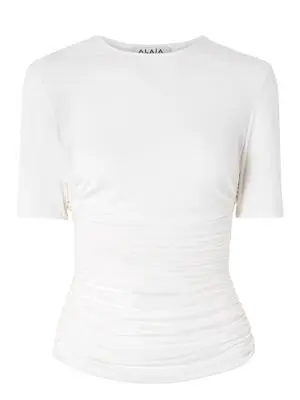 Alaïa Ruched Stretch-jersey T-shirt - White