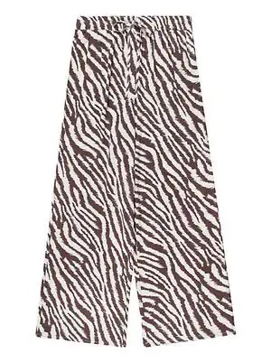 RO&ZO Zebra-print Elasticated-waist Woven Trousers - Brown
