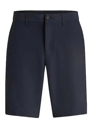 BOSS Elasticated-waist Slim-fit Stretch-woven Shorts - Dark Blue