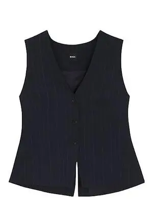 BOSS Striped Single-breasted Woven Waistcoat - Open Miscellaneous