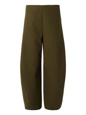 Alaïa Cotton-Poplin Barrel-Leg Pants Army Green