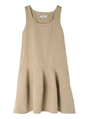 Alaïa Tiered Denim Mini Dress Beige