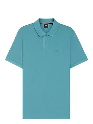 BOSS Pallas Embroidered-logo Cotton Piqué Polo Shirt Xxxl Light/pastel Blue