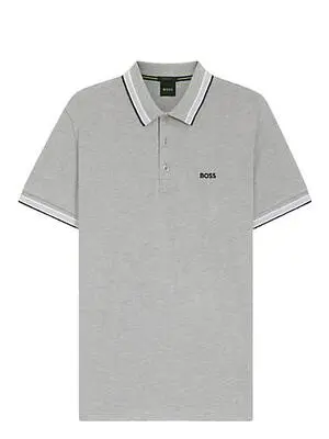 BOSS Paddy Embroidered-logo Cotton Piqué Polo Shirt - Silver