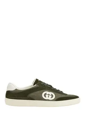 Gucci G75 Suede And Sima Nylon T-toe Sneakers - Dark Olive