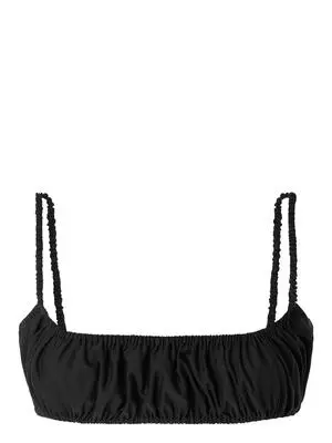 Alaïa Gathered Cotton-poplin Bralette - Black