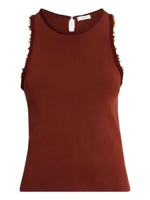 A.L.C. Nelly Bead-trim Tank Top - Deep Sequoia