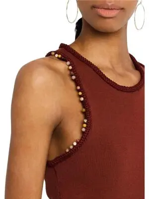 A.L.C. Nelly Bead-trim Tank Top - Deep Sequoia
