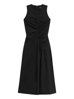 Theory Asymmetric Ruched Tank Dress Black