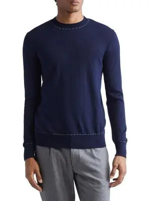 Eleventy Crewneck Virgin Wool Sweater - 11-02 Navy Blue And