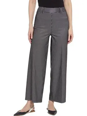 Lyssé Darlene Stripe High-waisted Wide Leg Pants - Black Sheen Line