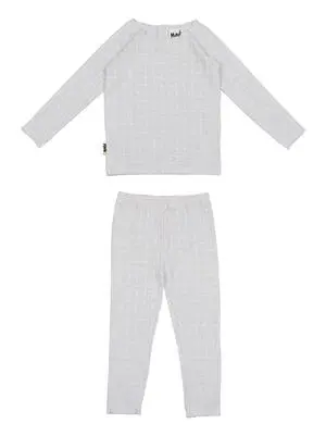 MANIÈRE Box Pattern Stretch Cotton Top And Pants Set - Blue