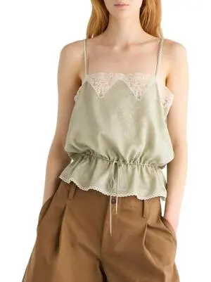 Chloé Rose Jacquard Organic Silk Camisole - Clear Green