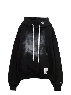 Mihara Yasuhiro Happy Face Print Hoodie - Black