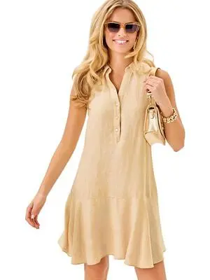 Lilly Pulitzer® Ellowyn Linen Shirt Dress Wicker Tan X Resort White