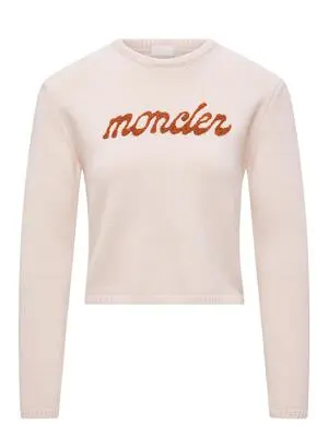 Moncler Embroidered Logo Wool & Cashmere Sweater - Pink