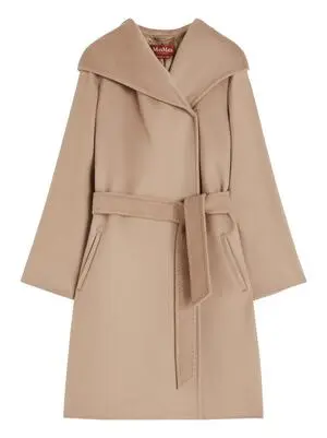 MAX MARA STUDIO Studio Midi Coat In Pure Wool Double Drap - Brown