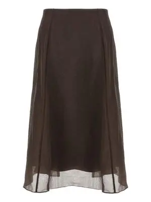 Brunello Cucinelli Circle' Crispy Silk Midi Skirt - Brown