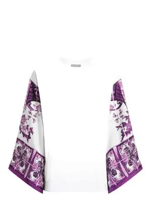 Dolce & Gabbana T-shirt With Silk Foulard Sleeves - White