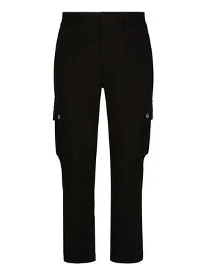 Dolce & Gabbana Cotton Cargo Pants With Metal Logo Tag - Black