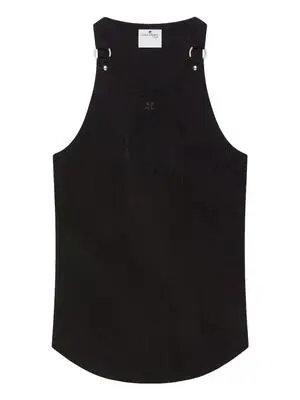 COURREGES Scoop-neck Ribbed Tank - Black