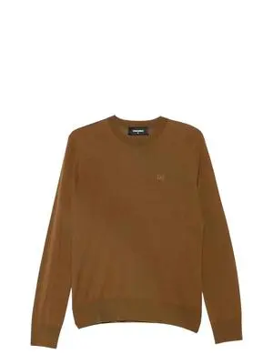 Dsquared2 Logo Embroidered Wool Top - Brown