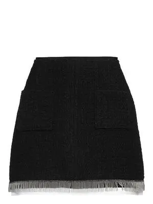 N°21 Mini Tweed Flared Skirt With Appliqués - Black
