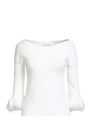 Liviana Conti Knit Crewneck 3/4 Sleeve Sweater - White