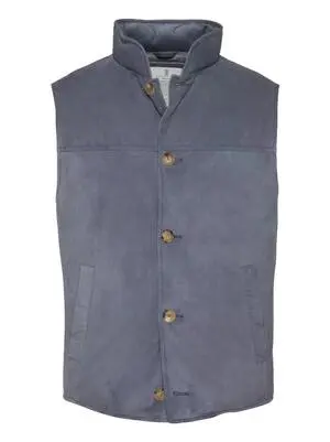 Brunello Cucinelli Suede Buttoned Vest - Blue
