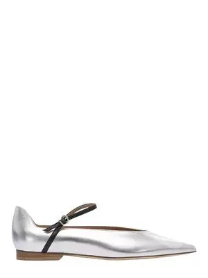 LELLA BALDI Théa Pointed-toe Leather Flats - Silver