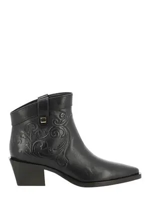 MAISON SKORPIOS 60mm Alexandra Cordoba Leather Cowboy Boots - Black