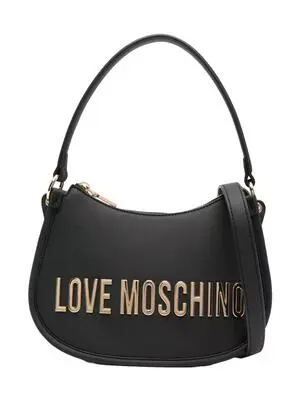 Moschino Logo-plaque Curved Shoulder Bag - Black