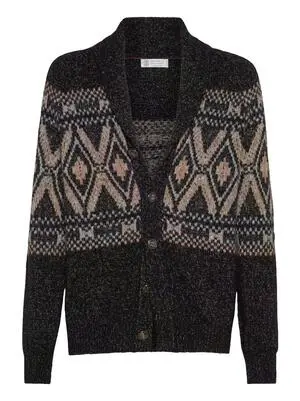 Brunello Cucinelli Shawl-collar Patterned Cardigan - Black