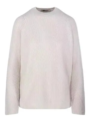 Max Mara Ribbed Knit Raglan-sleeve Sweater - White