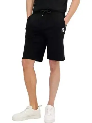 Karl Lagerfeld Logo-patch Drawstring Shorts - Black
