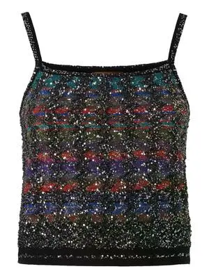 Missoni Sequin-embellished Striped Top - Black