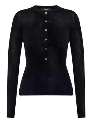 Versace Button-embellished Wool Sweater - Black
