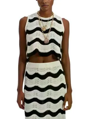 La DoubleJ Wave-pattern Knitted Top - Black