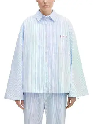 Fiorucci Striped Embroidered Shirt - Blue