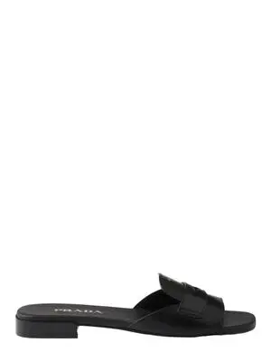 Prada Logo-stamp Leather Sandals - Black