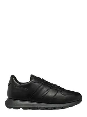 Geox Spherica Leather Panelled Sneakers - Black