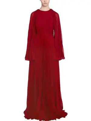 Giambattista Valli Pleated Cape-detail Maxi Dress - Red