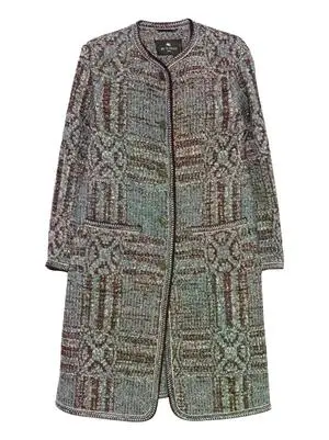 Etro Bouclé Jacquard Coat - Grey