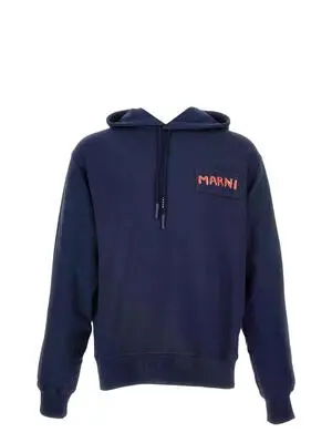 Marni Logo-patch Hoodie - Blue