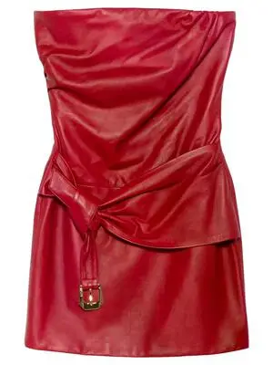Versace Belted Strapless Mini Dress - Red